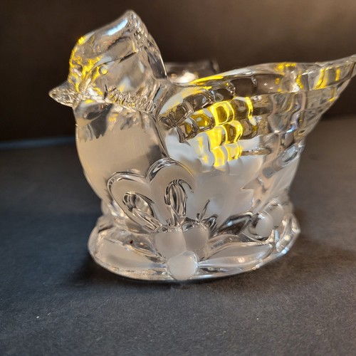 Gorham Glass Cardinal Bird Votive Candle Holder Frosted Christmas Holly ...