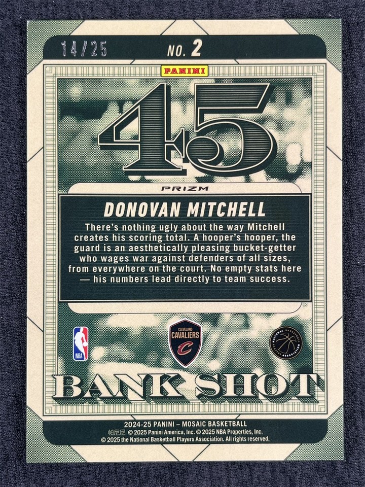 2024-25 Panini Mosaic Basketball Donovan Mitchell Bank Shot White Prizm ...