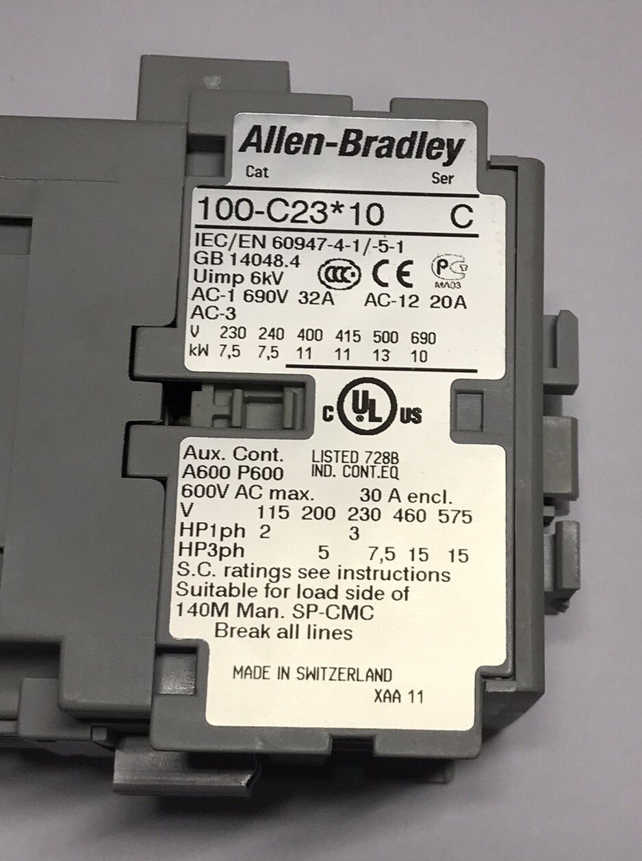 Allen Bradley Rockwell 100-C23D10 23A Contactor 110V 50Hz Coil 3 Pole ...