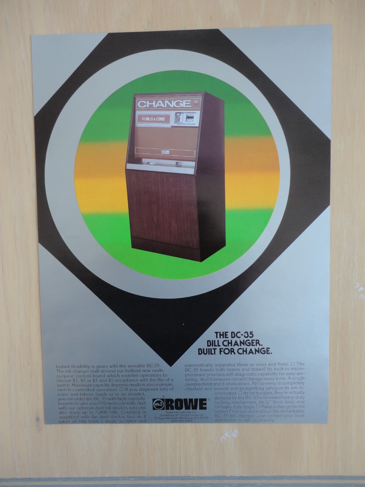 Rowe BC-35 Bill Changer Flyer Original Magazine Pull Out Ad | eBay
