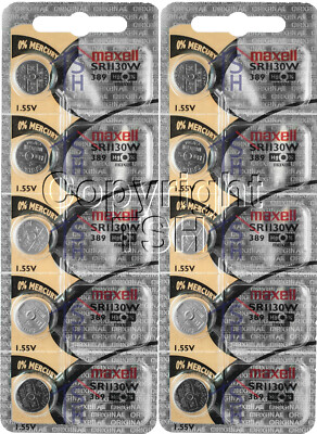 Maxell 389 SR1130W SR1130 V389 D389 Watch Battery ( 10 PC ) | eBay
