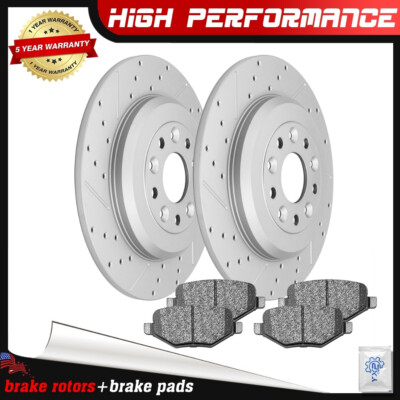 Rear Disc Rotors + Brake Pads for Ford Explorer Flex Taurus Lincoln MKS ...