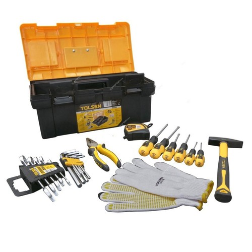 26Pcs Tool Kit Set in Box Household Screwdriver Hammer Wrench Plier ...