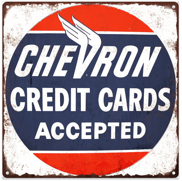 Chevron Credit Cards Accepted Metal Sign Ad Repro Garage Shop 12x12 ...