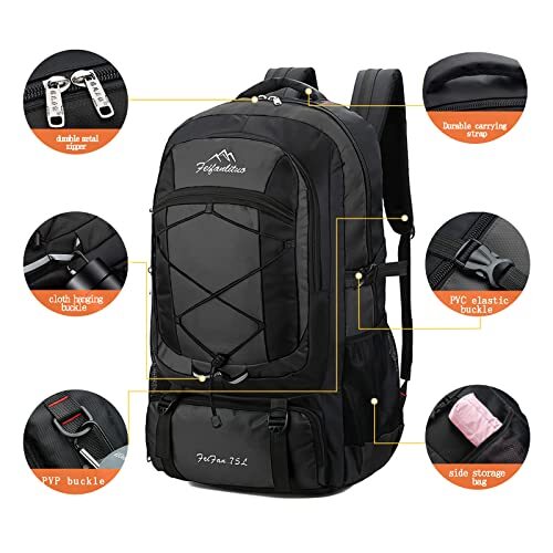 Hiking Backpack Waterproof Lightweight Durable 75L Large Capacity ...