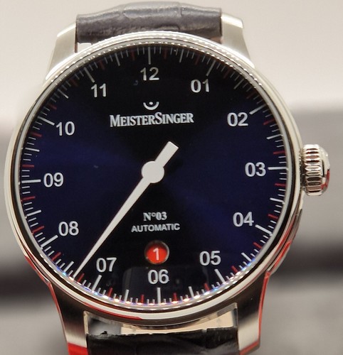 Meistersinger №03 40mm Single Hand Blue Dial Date Automatic Swiss Watch ...