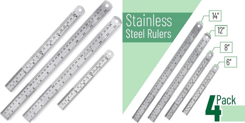 Mr. Pen Steel Rulers, 6, 8, 12, 14 inch Metal Pack Original Version ...