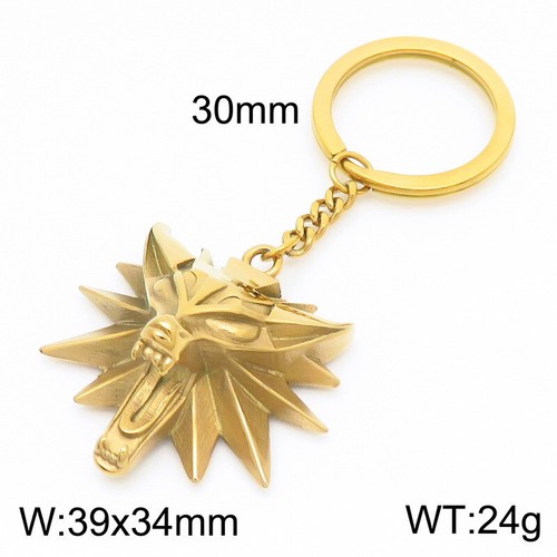 TV Movies Wizard Gold Stainless Steel Medal Wolf Head Pendant Charm Keychain Men | eBay