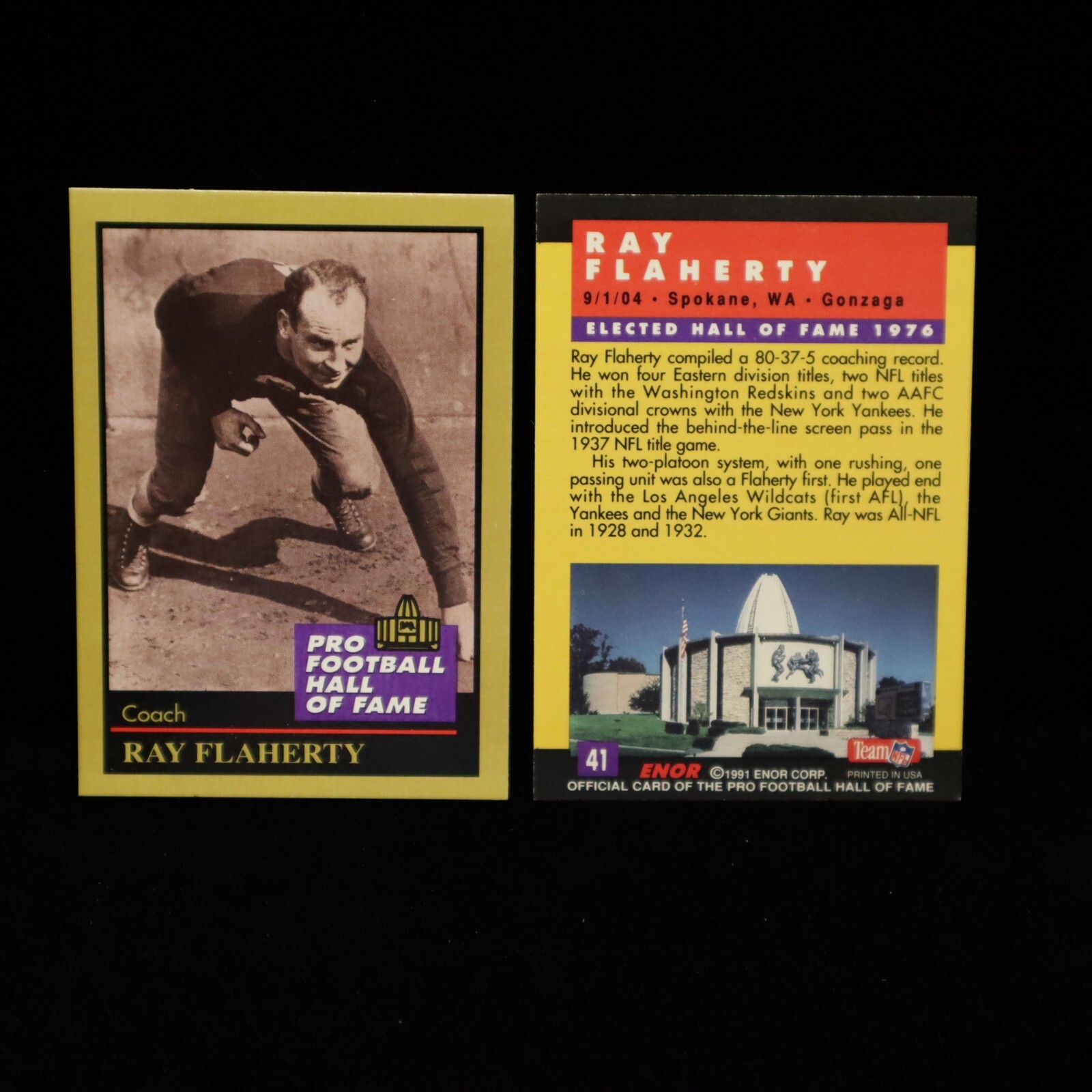 1991 Ray Flaherty Chicago Hornets Enor Pro Football Hall of Fame #41 | eBay