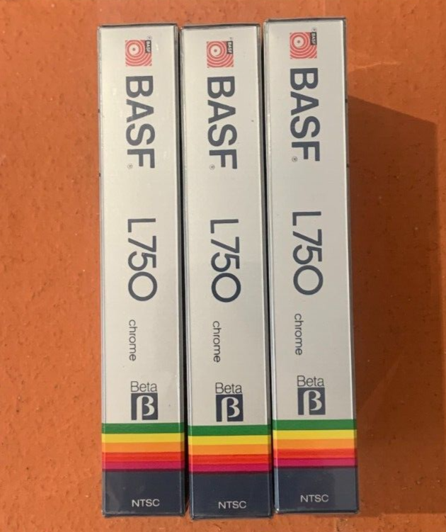 BASF L750 Chrome Beta Video Tape Betamax 3 pack Stereo NTSC (New Sealed ...