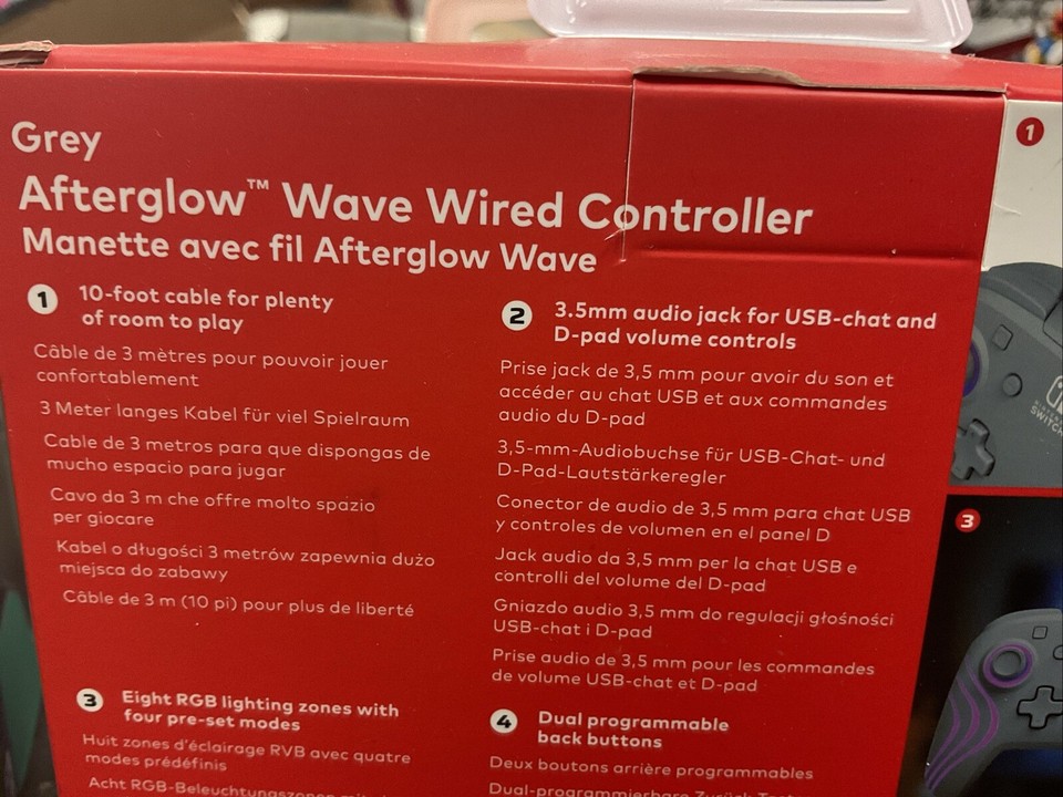 PDP Afterglow Wave Wired LED Controller for Nintendo Switch OLED - Grey ...