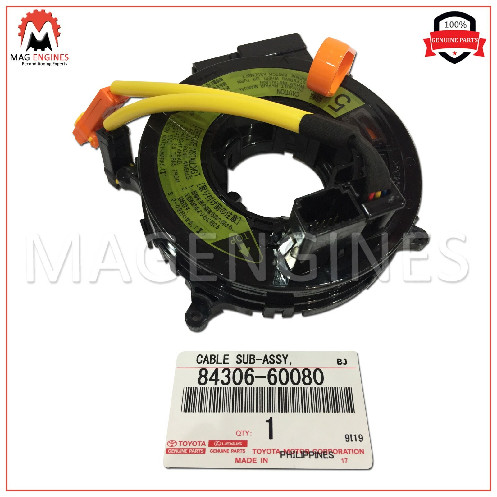84306-60080 GENUINE OEM CABLE SUB-ASSY, SPIRAL FOR 4RUNNER FJ CRUISER ...
