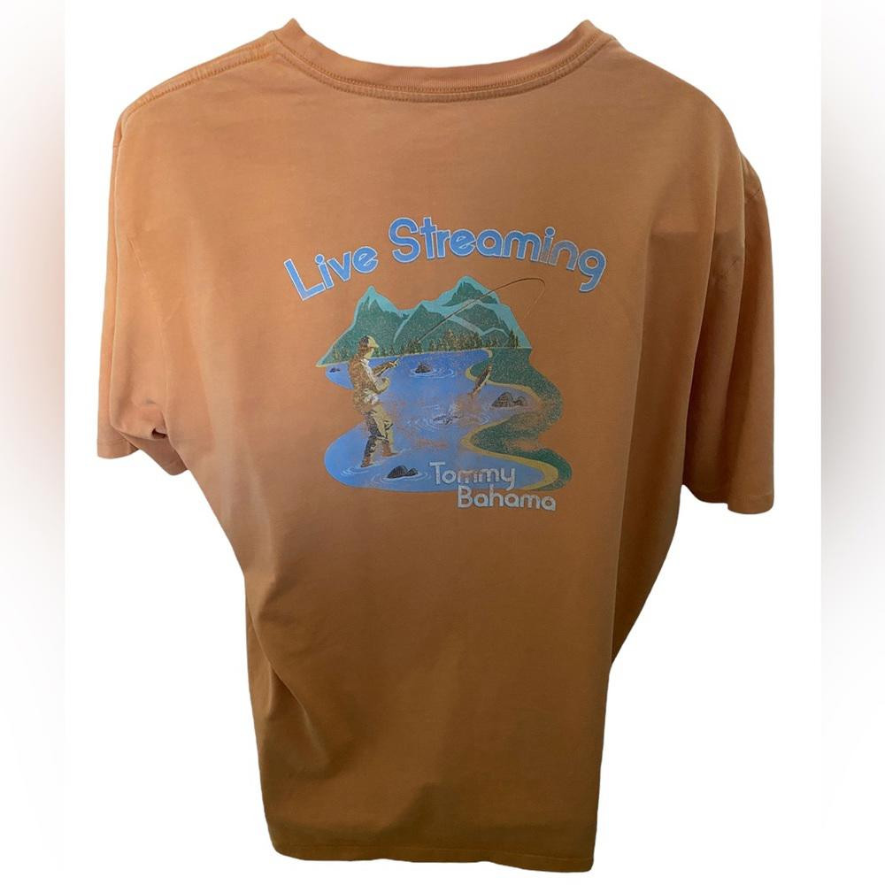 TOMMY BAHAMA “Live Streaming” Fishing Tee Shirt Men XL - Gem