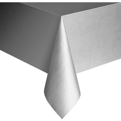 2 x Large SILVER Plastic Table Cloth Covers 132 x 178cm Any Occasion ...