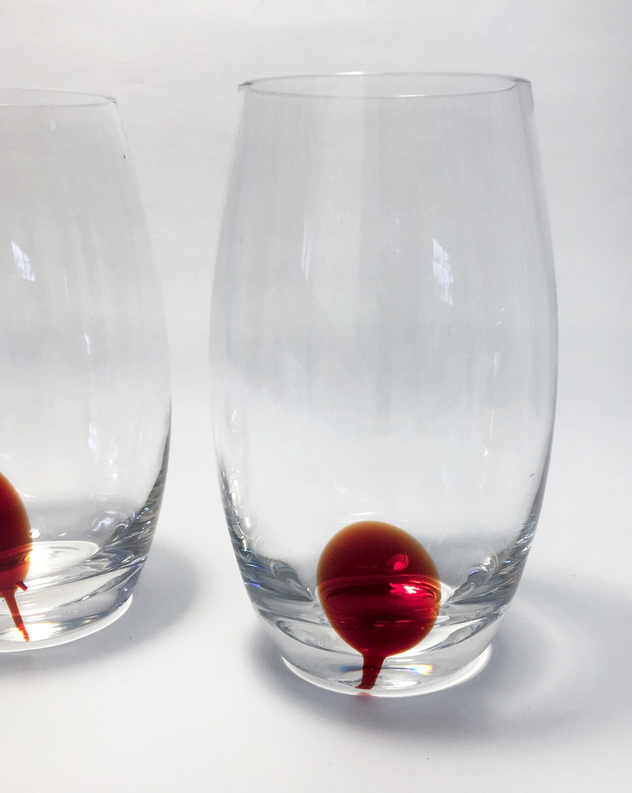 1960s Clear Glassware with Red Drip - Set of Three | eBay Australia