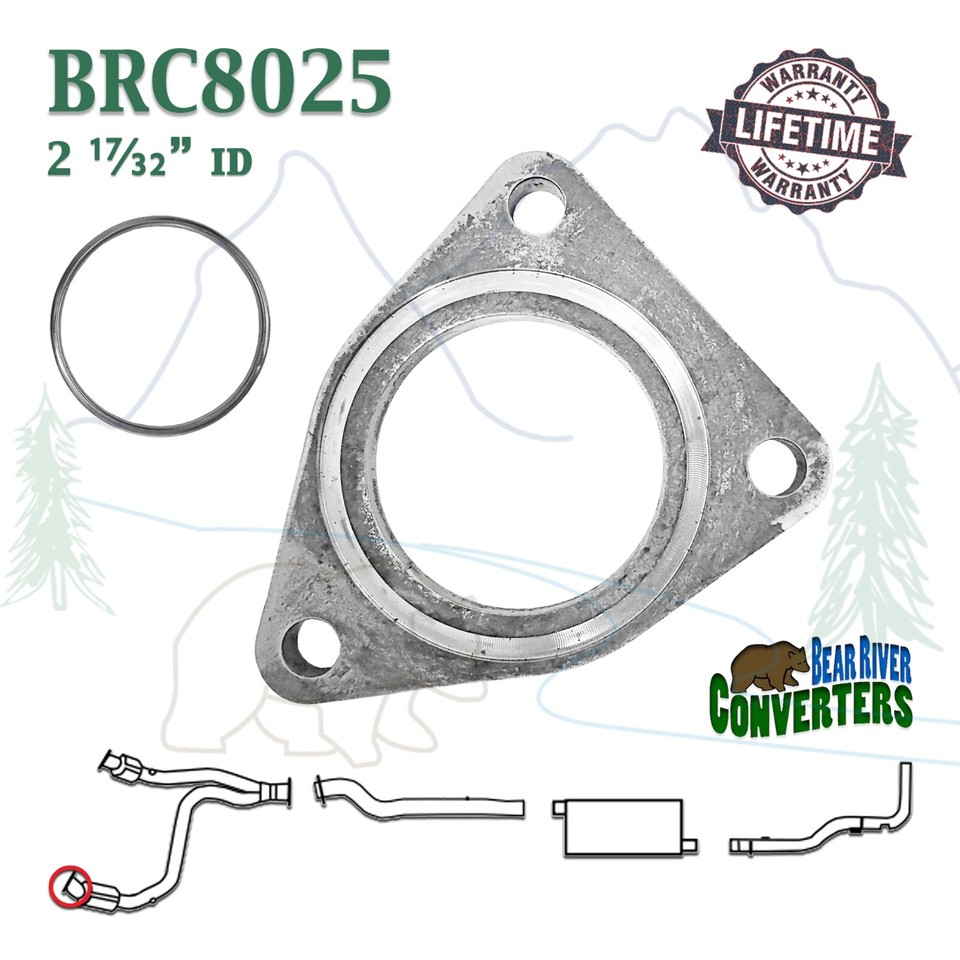 BRC8025 Left Driver Side Y Pipe Triangle Exhaust Flange w/ Gasket 2 1/2 ...
