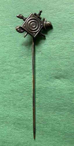 1890'S VICTORIAN LAPEL HAT TIE STICK PIN TARGET HUNTING RIFLE SWORD HAT ...