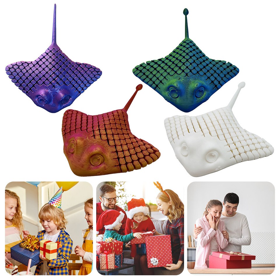 3D Printed Manta Ray Figures Toys Cute Ray Statue Model Gift for ...