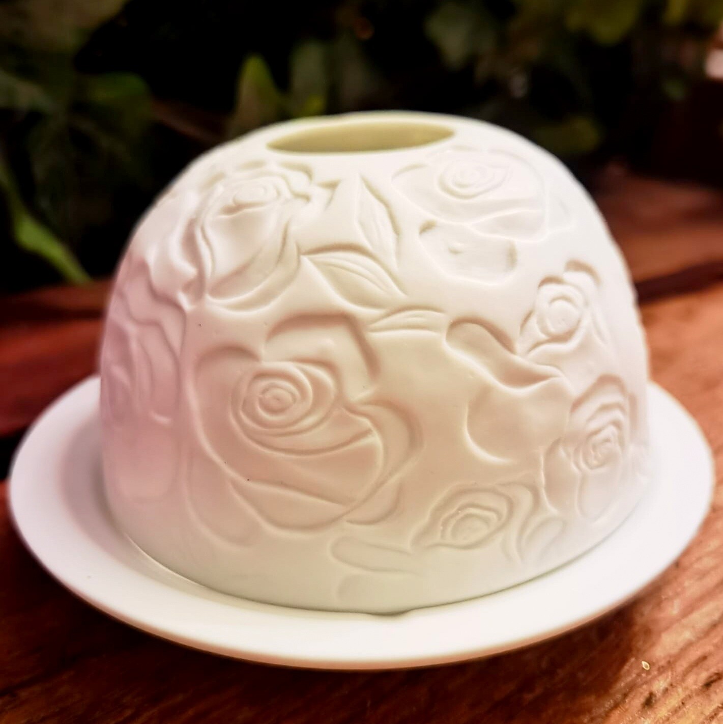 Herrliches Porzellan Windlicht Dome Light Rosen Rose Blumen Blüten ...