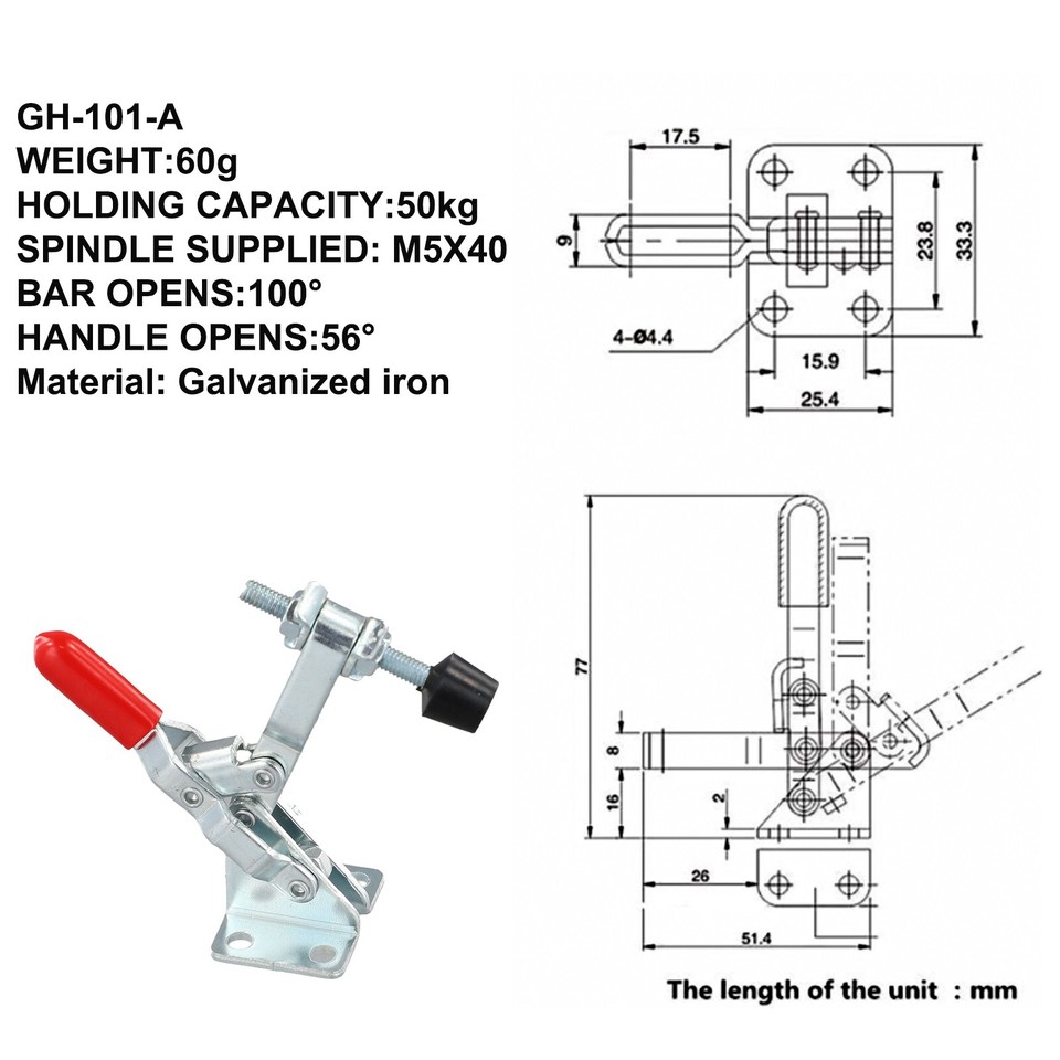 2 Pcs/ Set GH-101A Quick Release Tools Quick Fixture Toggle Clamp 50Kg ...