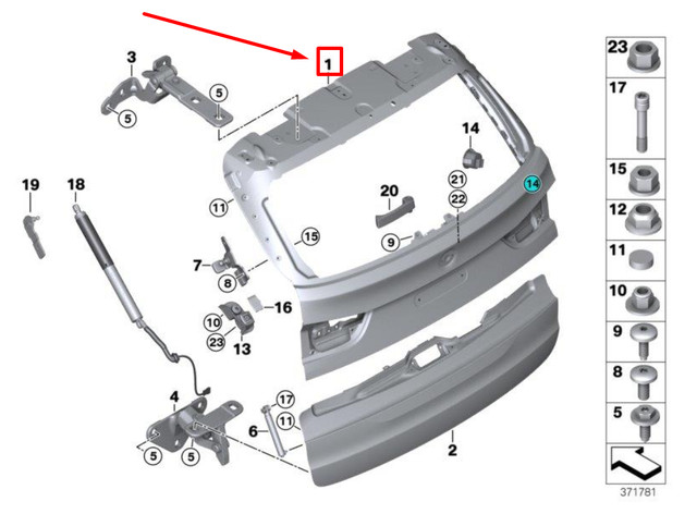 2014-2018 BMW X5 Rear Trunk Panel Lid Door Lift Gate Liftgate ...