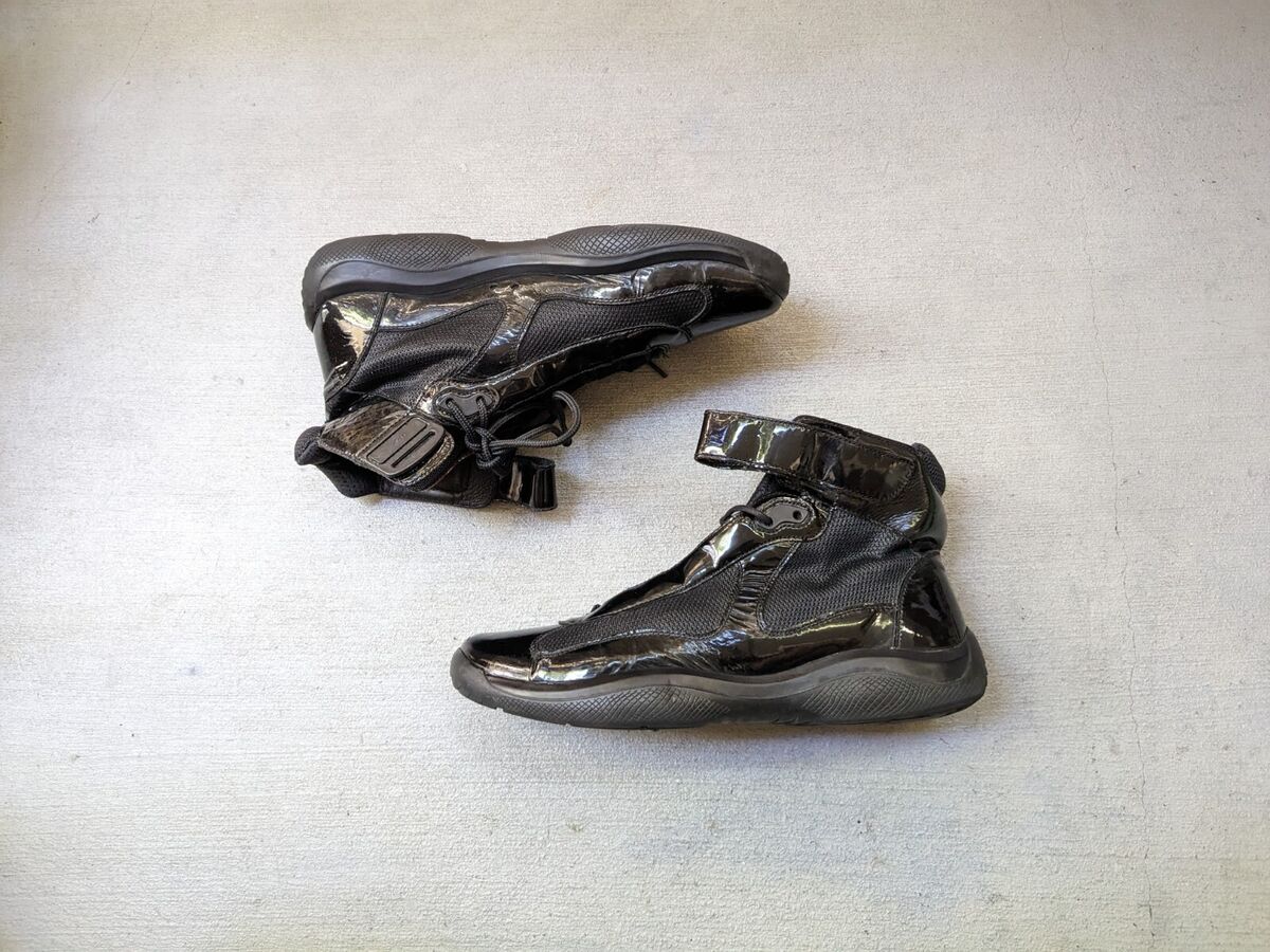 Prada America's Cup Sneakers Men's US 10.5 Black Red Leather Prada America's Cup Sneakers Men's US 10.5 Black Red Leather