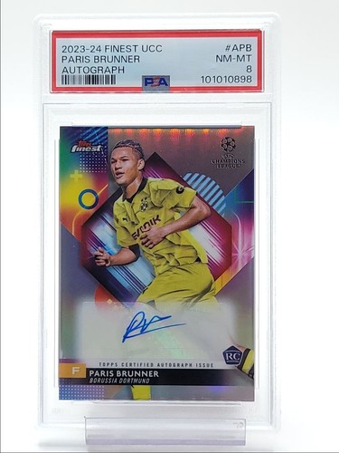 PARIS BRUNNER 2023 TOPPS FINEST UEFA ROOKIE VARIATION RC AUTO PSA 8 ...