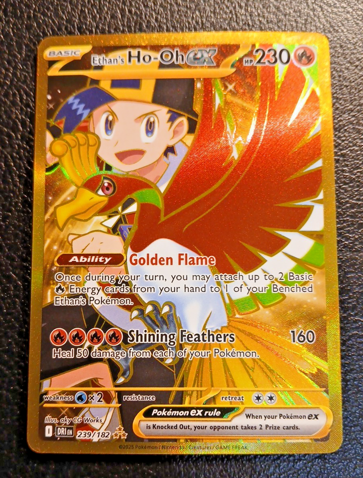 Pokémon TCG, Destined Rivals Ethan's Ho-Oh EX Secret Golden Rare 239/ ...