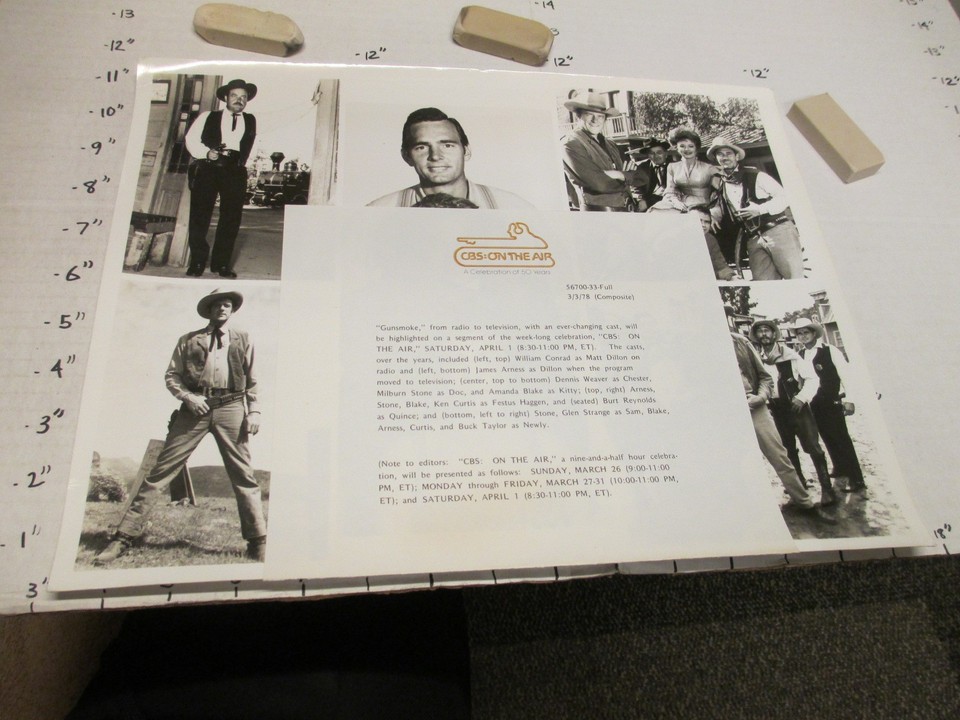 CBS TV photo 1978 Gunsmoke William Conrad James Arness Burt Reynolds ...