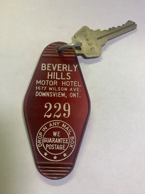 Beverly Hills Motor Hotel Motel Room Key Fob & Key Downsview Ontario ...