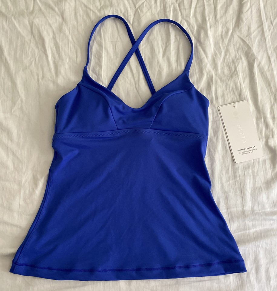 New Athleta triangle tankini swim top tie back A-C XXS Cerulean blue ...