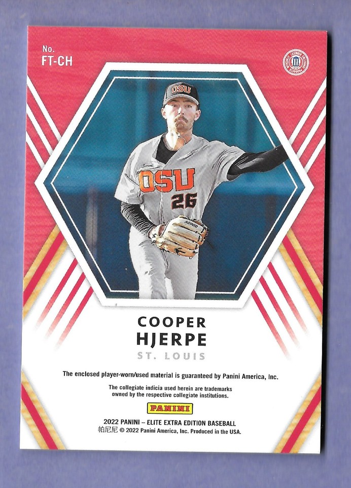 Cooper Hjerpe 2022 Elite Extra Edition Future Threads Relic FT-CH ...
