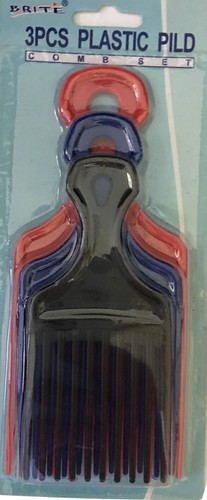 3 PCS Multi Colors Plastic Pick hair Comb set 2 Large Long Tooth 1 ...