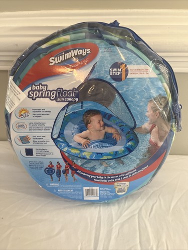 Swim Ways Baby Spring Float Sun Canopy Blue Fish Swim Step 1 Splash 9 ...