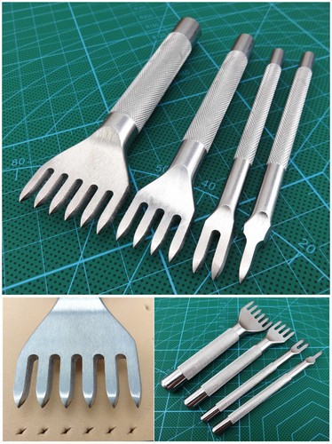 4pc 5mm Leather Craft Sew Stitch Diamond Pricking Iron Chisel Punch ...