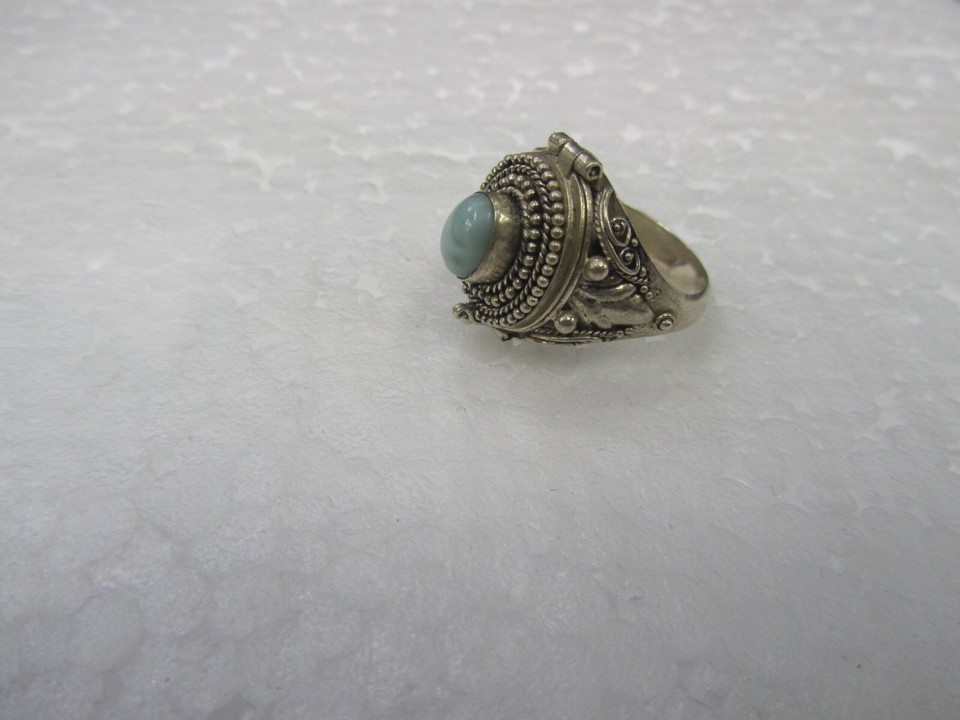 Vintage Sterling Silver 925 Poison Ring with Larimar | eBay