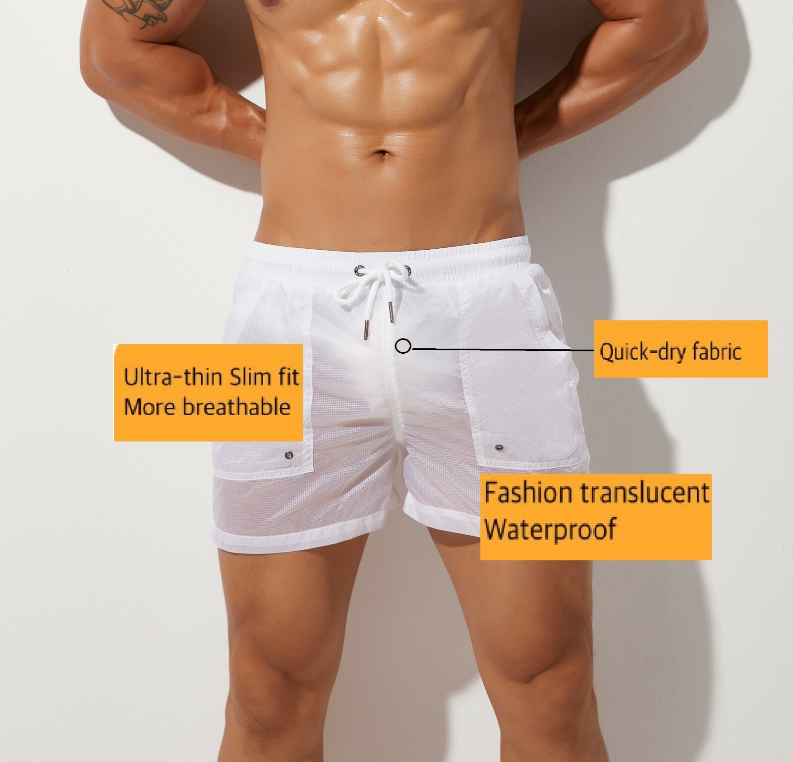 SEOBEAN Men Summer Translucent Lining boxer shorts Casual Beach Surf ...