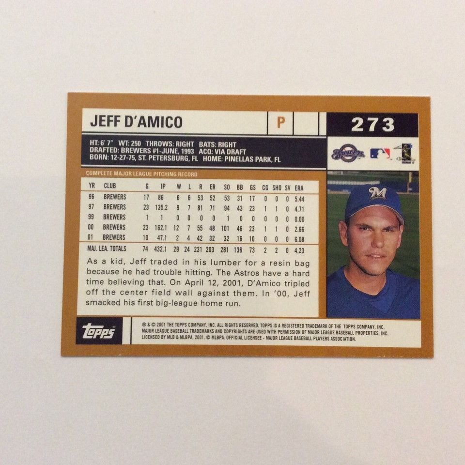 2002 Topps #273 Jeff D'Amico Milwaukee Brewers | eBay