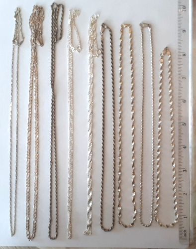 9 VINTAGE ITALIAN STERLING SILVER CHAINS JEWELRY NECKLACE LOT 70 GRAMS ...