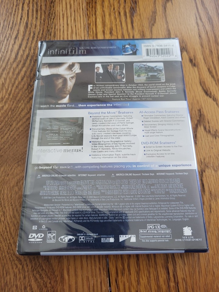 Thirteen Days w/ Kevin Costner (infinifilm, DVD, 2000, New Line) - New ...