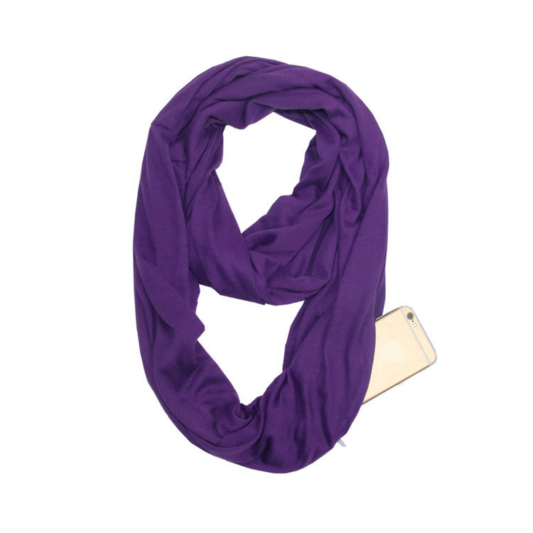 Infinity Scarf With Zipper Pocket Women Convertible Soft Loop Ring Neck ...