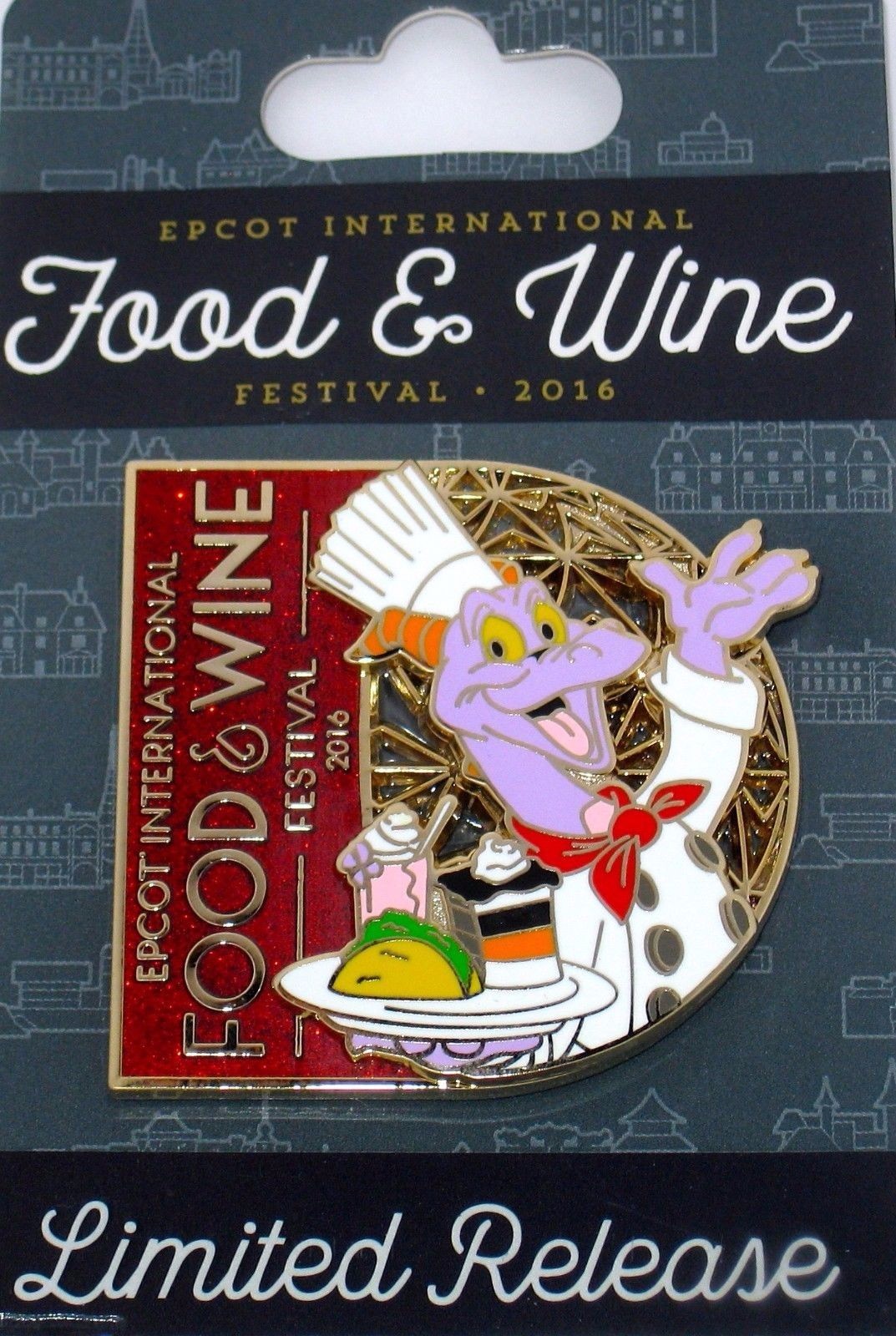 NEW Limited Disney Pin Chef Figment EPCOT Food Wine Festival 3D Stained ...