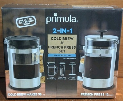 Modern Stainless Steel 2-in-1 Cold Brew French Press Coffee Maker Set ...
