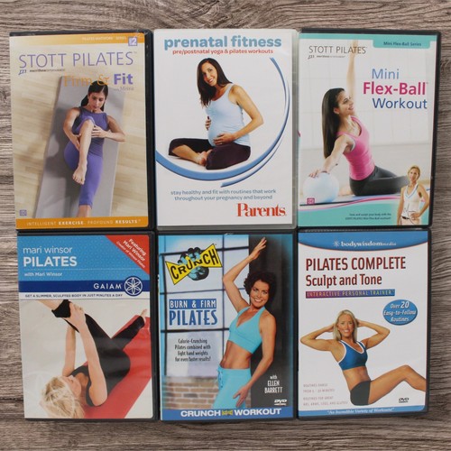 Pilates DVDs Stott Bodywisdom Mari Winsor Crunch Ellen Barrett DVD Lot ...