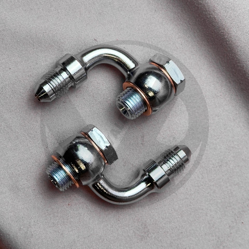 2 Steel Banjo Bolt Extension Fittings M10 x 1.0 (Metric 10mm) to 3AN 90 ...