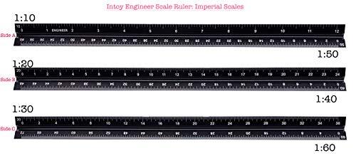12 Inch Triangular Engineer Scale Ruler Anodized Solid Aluminum Core ...