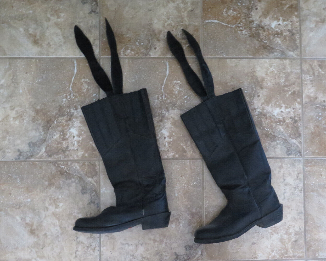 Vintage Durango Mule Ear Shooter Calvary Boots Black Leather Size 10 1/ ...