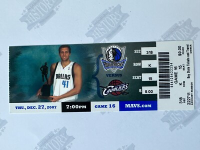 2007 Cleveland Cavaliers Dallas Mavericks Ticket 12/27/07 LeBron James ...
