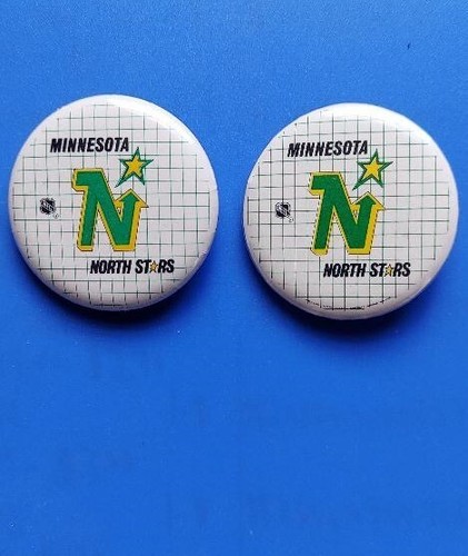 Two NHL Minnesota North Stars Small Round Vintage Buttons Hockey OOP ...