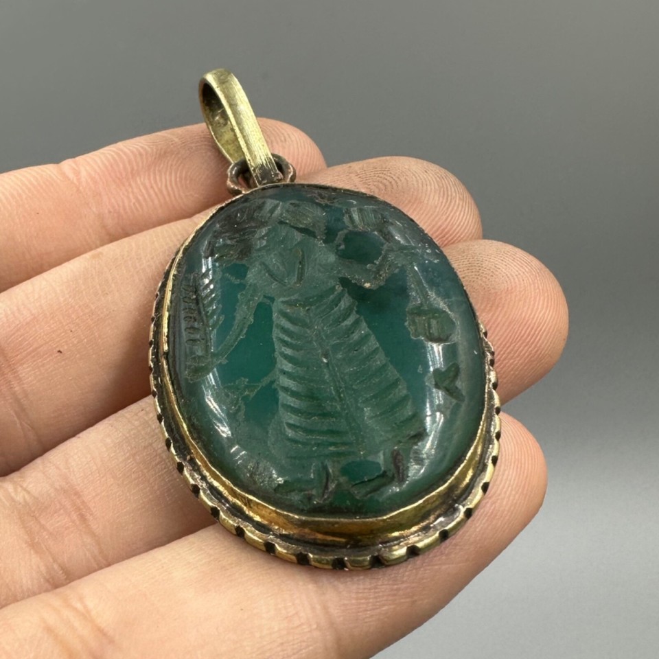 Genuine Ancient Roman Agate King Intaglio Brass Pendant | eBay